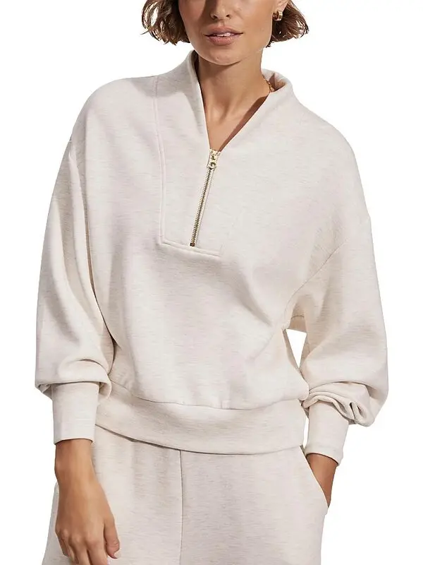 Varley Davidson Half Zip Sweatshirt - Ivory Marl