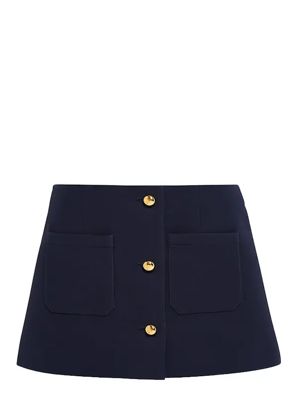 Prada Buttoned Tricotine Mini Skirt - Bleu