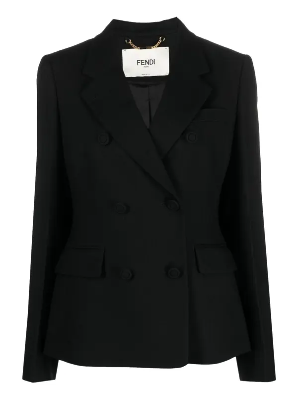 Fendi Double-breasted Draped Blazer - Black