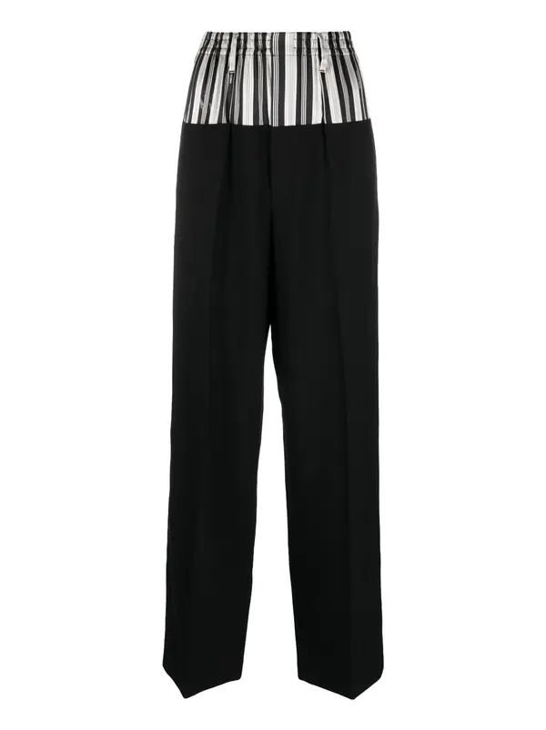 Fendi Panelled Striped Trousers - Black