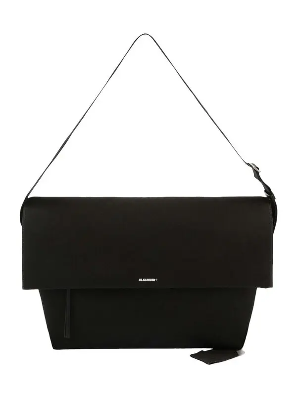 JIL SANDER Large Utility Cotton Crossbody Bag - Black
