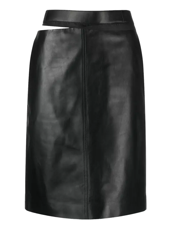 Fendi Logo-waistband Leather Skirt - Black