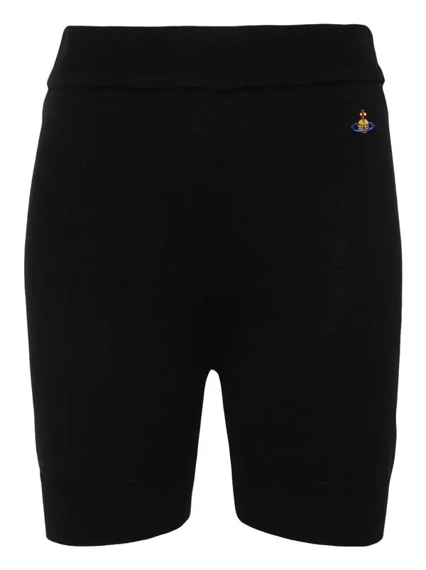VIVIENNE WESTWOOD Embroidered-logo Knitted Shorts - Black