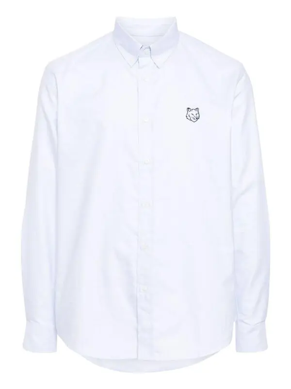 Maison Kitsuné Logo-appliqué Cotton Shirt - Blue