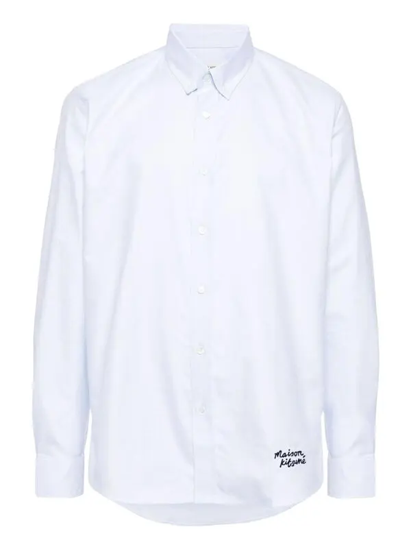 Maison Kitsuné Logo-embroidered Cotton Shirt - Blue