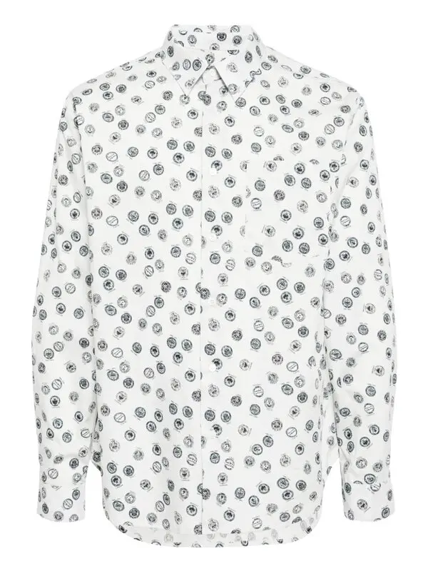 Maison Kitsuné Graphic-print Cotton Shirt - Blue