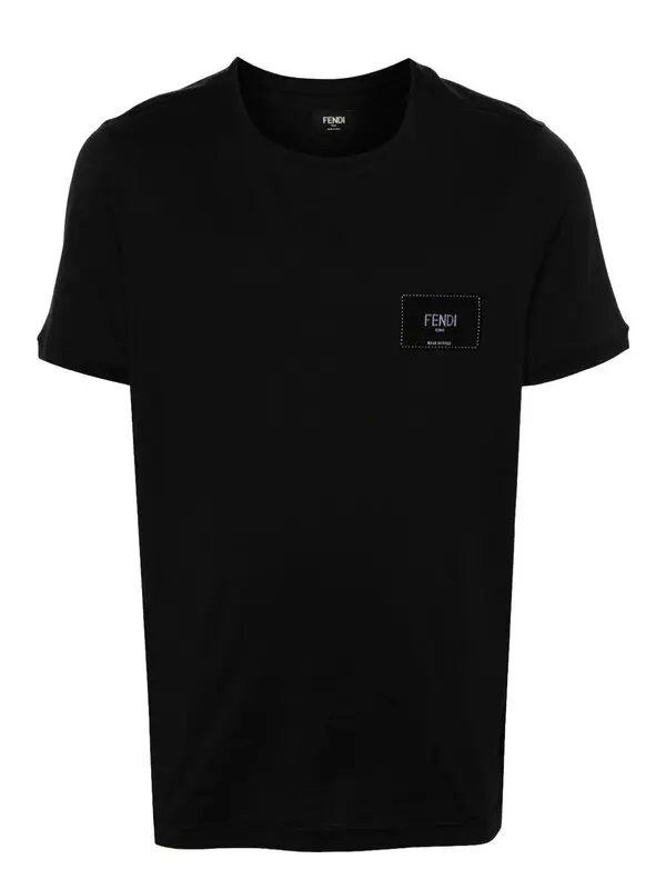 Fendi Logo-appliqué Cotton T-shirt - Black