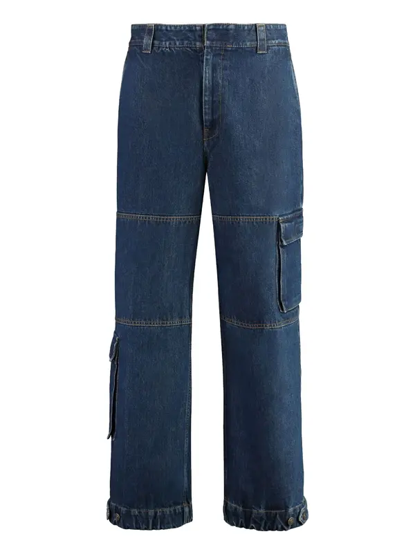 Gucci Logo-patch Wide-leg Jeans - Blue