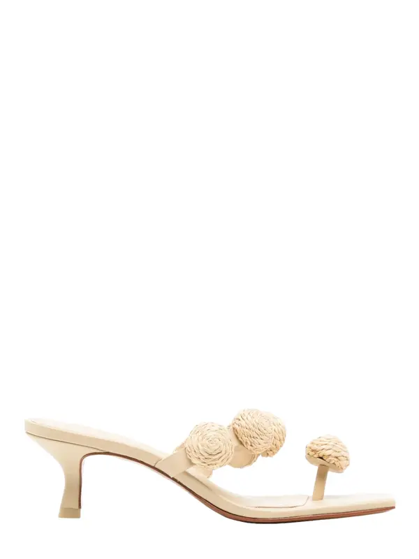 Cult Gaia Sarina Raffia-appliqué Sandals - Neutrals