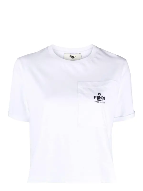 Fendi Logo-embroidered T-shirt - White