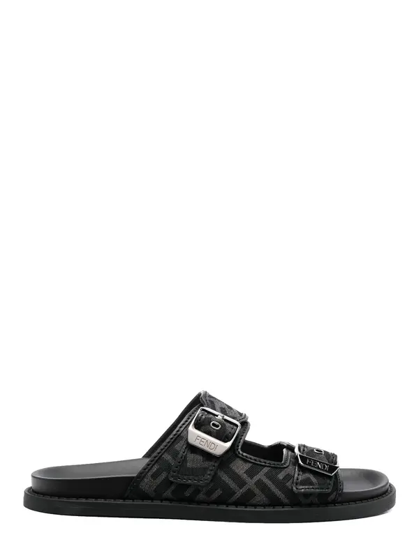 Fendi Ff-jacquard Sandals - Black