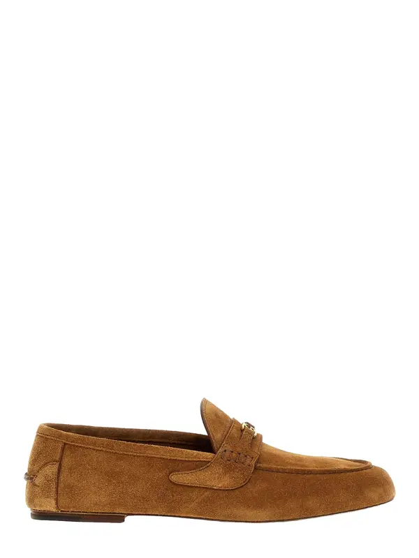 Gucci Interlocking G Suede Loafers - Brown