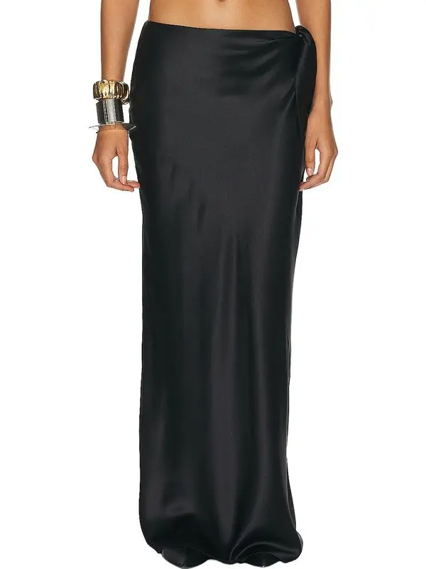 Saint Laurent Satin Maxi Skirt - Noir