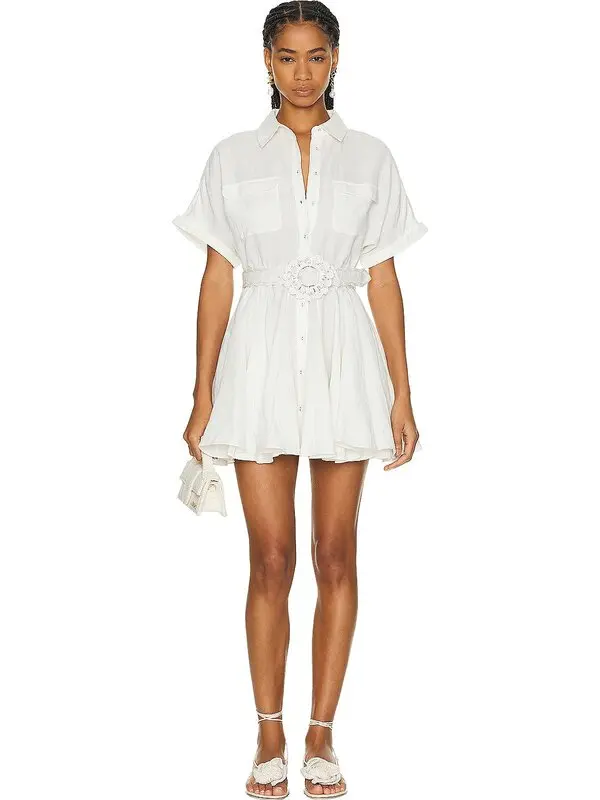 Hemant & Nandita Nera Belt Buckle Short Dress - White
