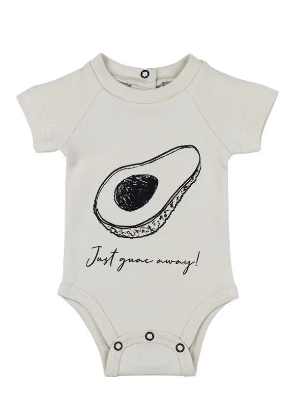 L'OVEDBABY Organic Cotton Graphic Bodysuit - Stone Avocado