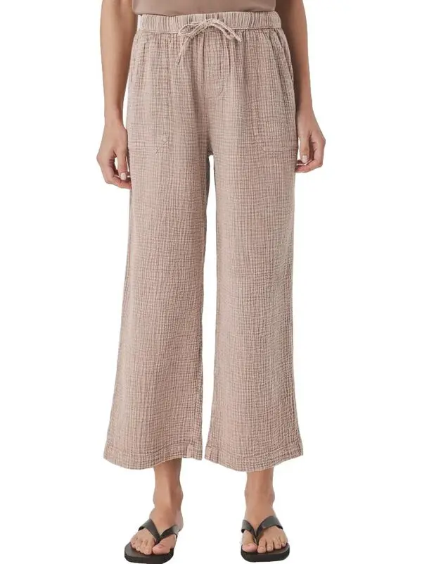 Splendid Adele Cotton Gauze Drawstring Pants - Light Wicker