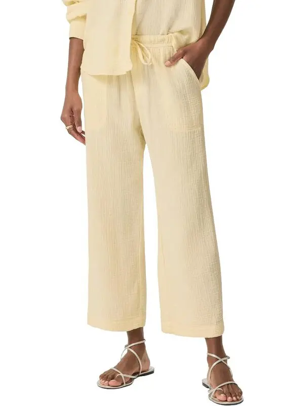 Splendid Adele Cotton Gauze Drawstring Pants - Limoncello