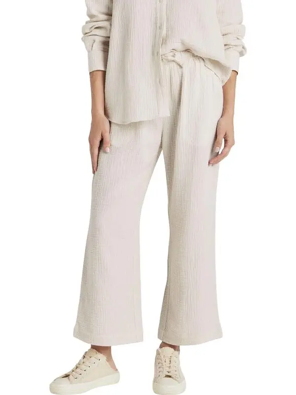 Splendid Adele Cotton Gauze Drawstring Pants - White Sand