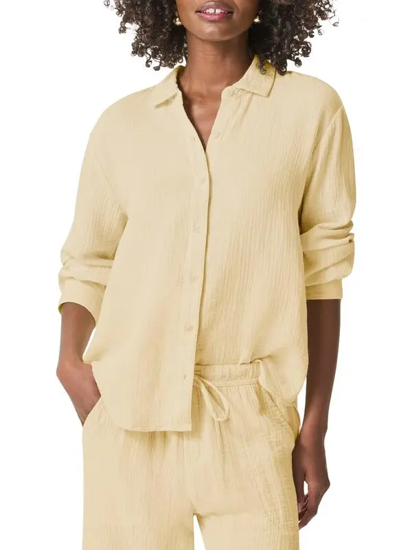 Splendid Adele Oversize Cotton Gauze Shirt - Limoncello