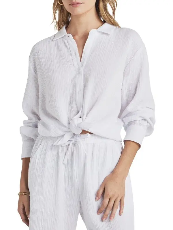 Splendid Adele Oversize Cotton Gauze Shirt - White