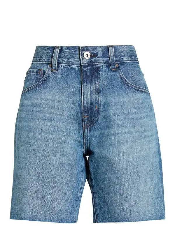 Ag Ex-boyfriend Distressed Raw Hem Mid Length Denim Shorts - Nouveau