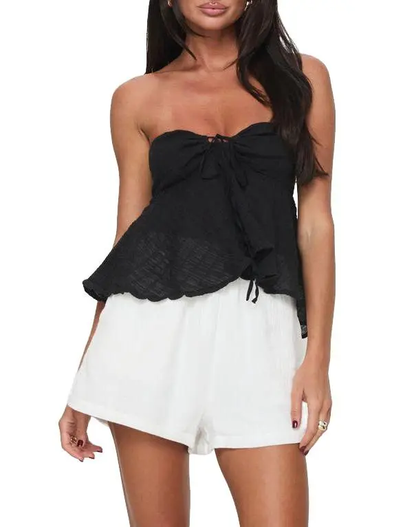 Princess Polly Summer Nights Strapless Top - Black Low Impact