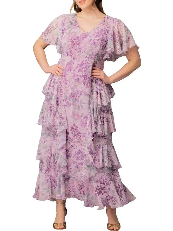 KIYONNA Tour De Flounce Tiered Maxi Dress - Wisteria Blooms