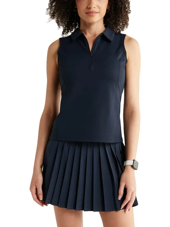Zella Replay Half Zip Polo Tank - Navy Sapphire