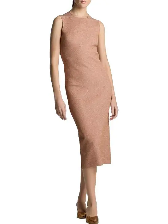 St. John Metallic Piqué Knit Midi Dress - Blossom/lurex Multi