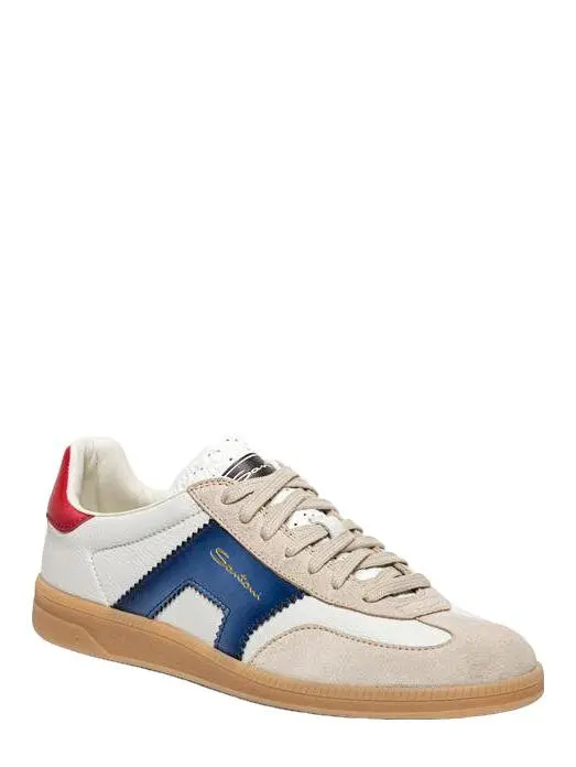 Santoni Olympic Low Top Sneaker - White Blue Red