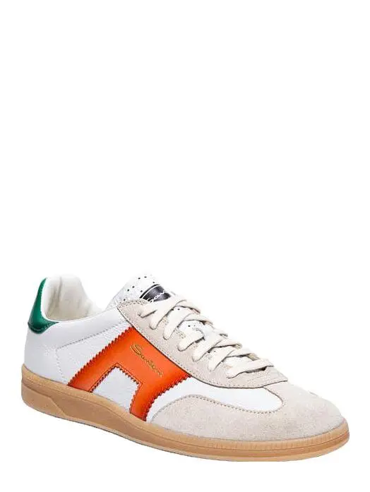 Santoni Olympic Low Top Sneaker - White Orange Green