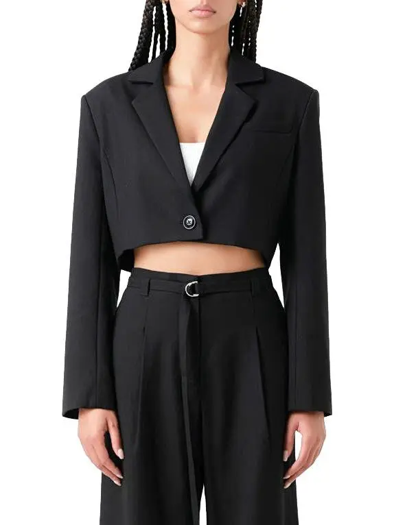 GREY LAB Oversized Cropped Blazer - Black
