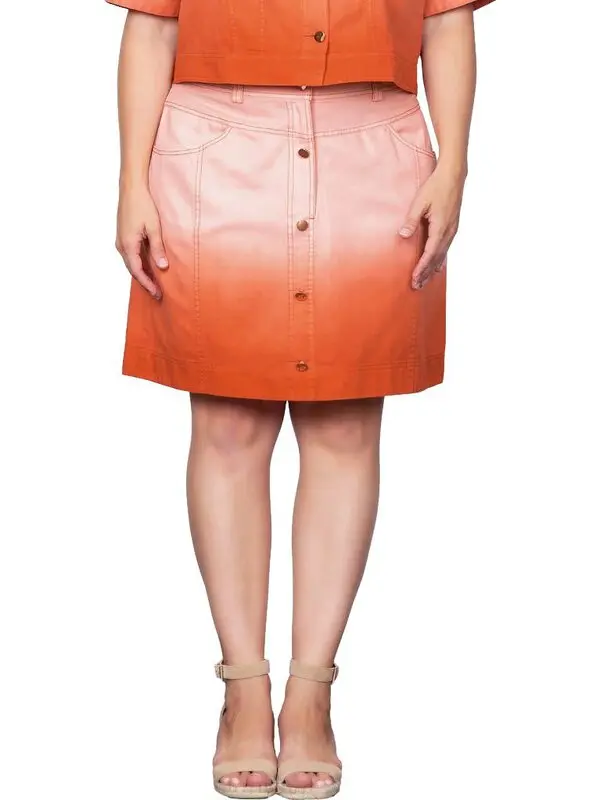 STANDARDS & PRACTICES Dip Dye Denim Skirt - Coral
