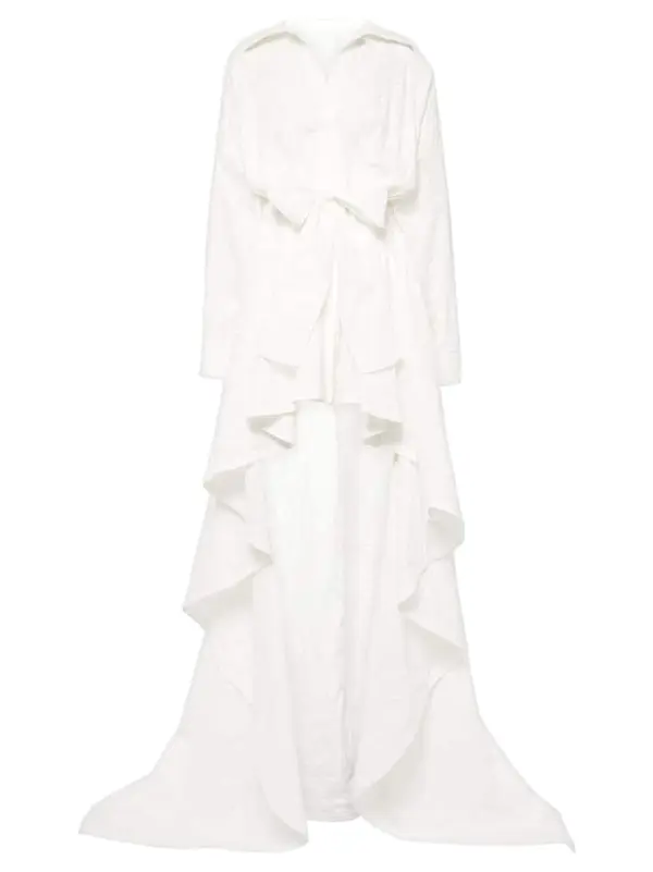 Norma Kamali Embroidered Asymmetric Gown - White