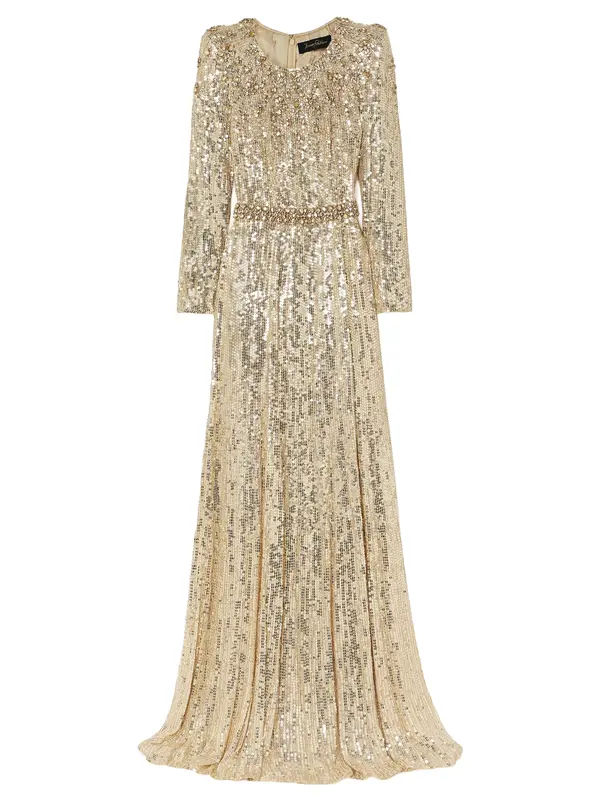 Jenny Packham Georgia Embellished Sequined Gown - Gold