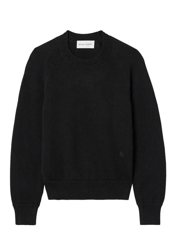 HIGH SPORT Cotton-blend Pullover Sweater - Black