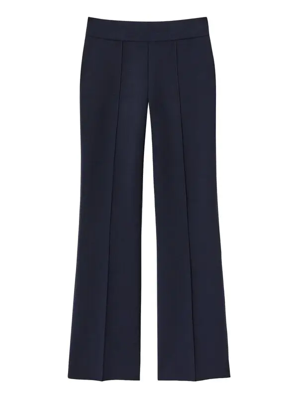 Lafayette 148 New York Crepe Knit Flared Ankle Pants - Blue Ink