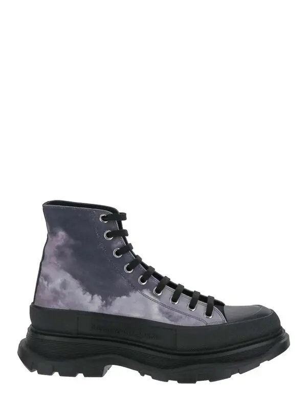 Alexander McQueen Sky Print Tread Slick Boots - Black/blue