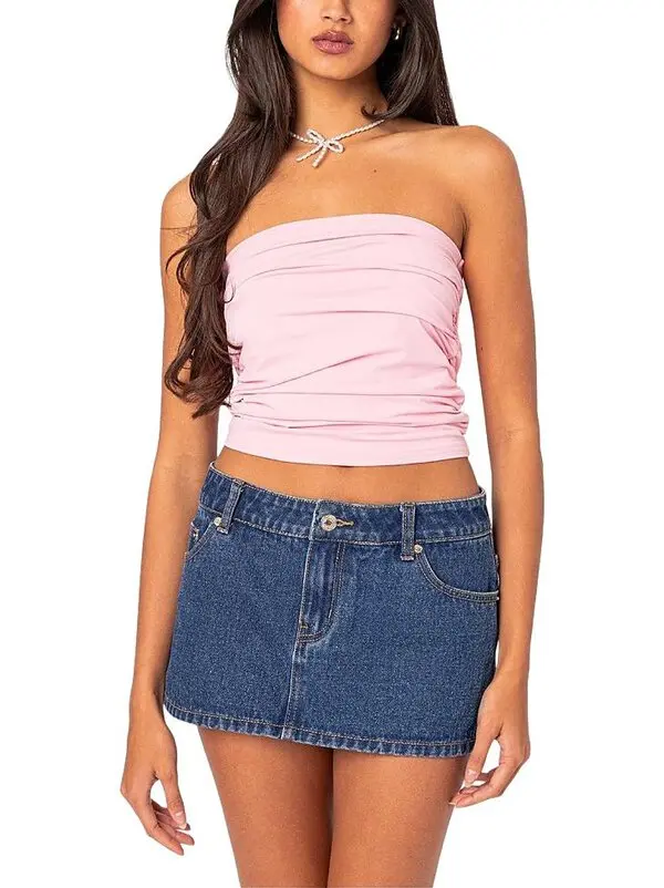 EDIKTED Ruched Tube Top - Pink
