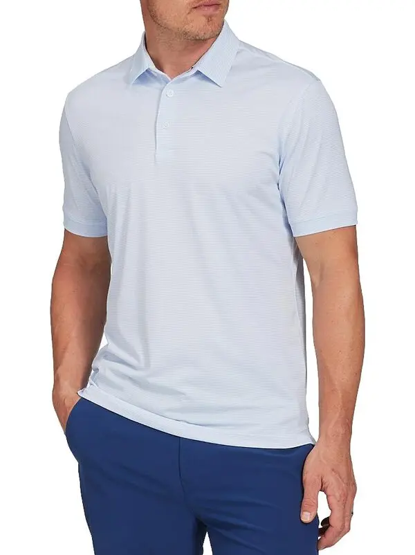 Mizzen+main Versa Short Sleeve Polo - Light Blue White Stripe