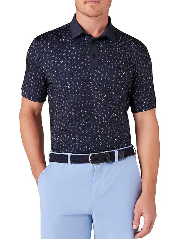 Mizzen+main Versa Short Sleeve Polo - Navy Floral+fauna