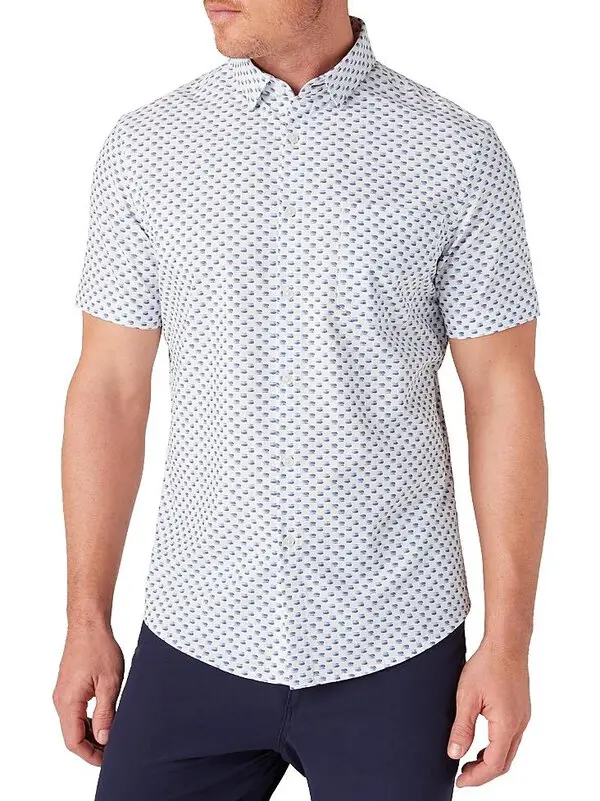 Mizzen+main Leeward Short Sleeve Dress Shirt - Coastal Fjord Double Dash