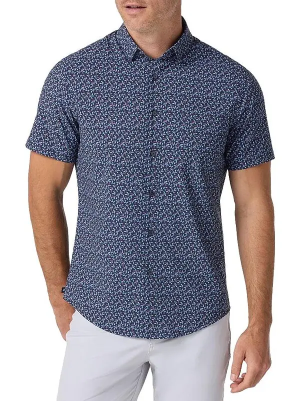 Mizzen+main Leeward Short Sleeve Dress Shirt - Navy Floral
