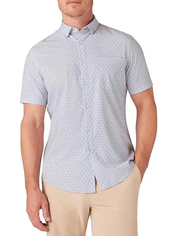 Mizzen+main Leeward Short Sleeve Dress Shirt - Purple Star Print