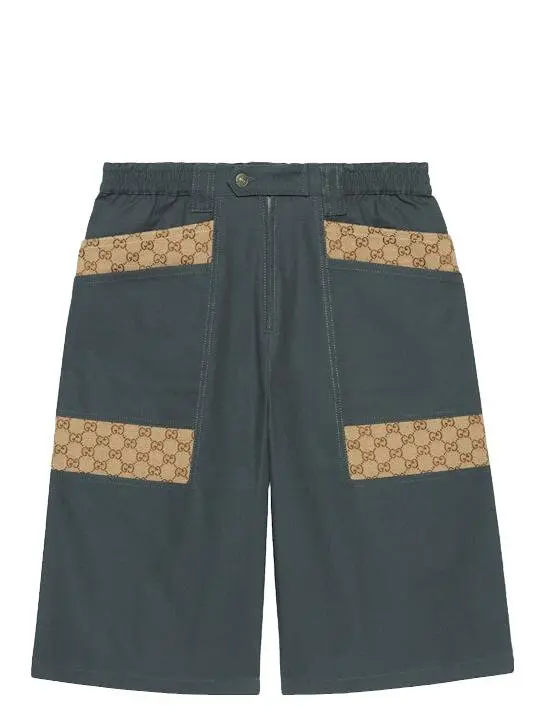 Gucci Logo Print Bermuda Shorts - Blue/grey