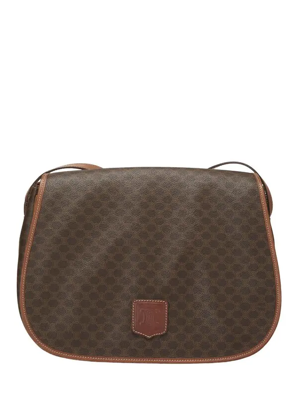 Celine Coated Canvas Macadam Messenger Bag - Brown