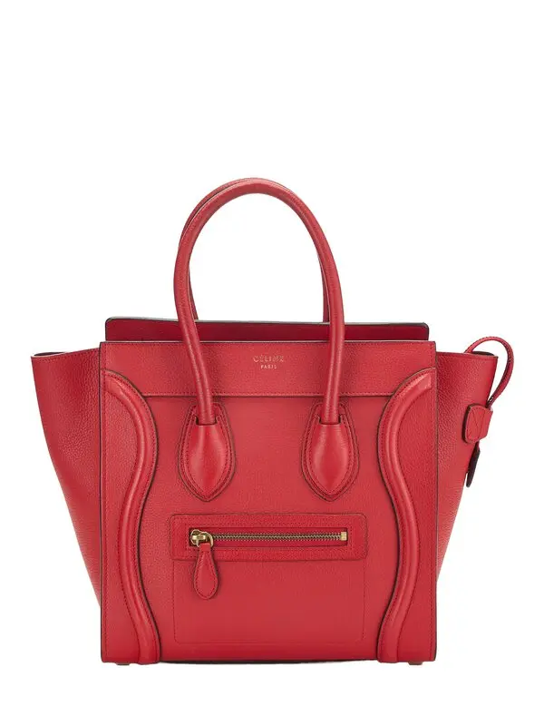 Celine Drummed Calfskin Luggage - Red