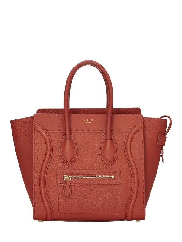 Celine Drummed Calfskin Luggage - Red