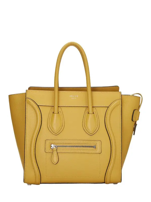 Celine Leather Luggage Tote - Yellow