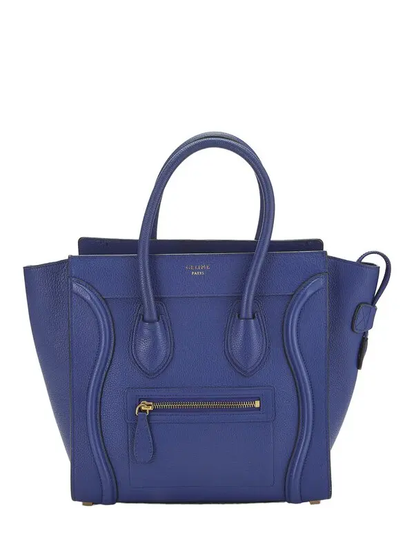 Celine Drummed Calfskin Leather Luggage - Blue